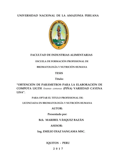 Obtención de parámetros para la elaboración de compota light Ananas ...