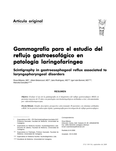 Gammagrafía para el estudio del reflujo gastroesofágico en patología ...
