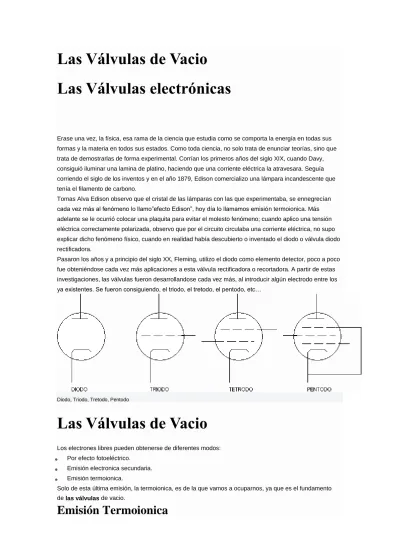 Las Válvulas de Vacio Las Válvulas electrónicas