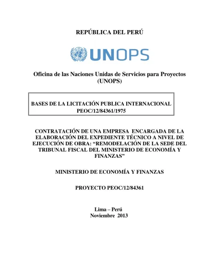 REPÚBLICA DEL PERÚ. Oficina de las Naciones Unidas de Servicios para ...