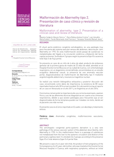 Malformación de Abernethy tipo 2 Presentación de caso clínico y ...