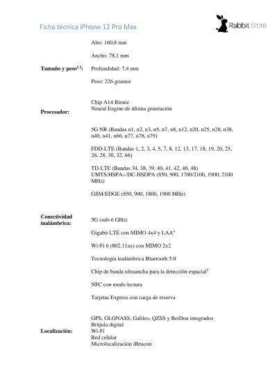 Ficha técnica iphone 12 Pro Max