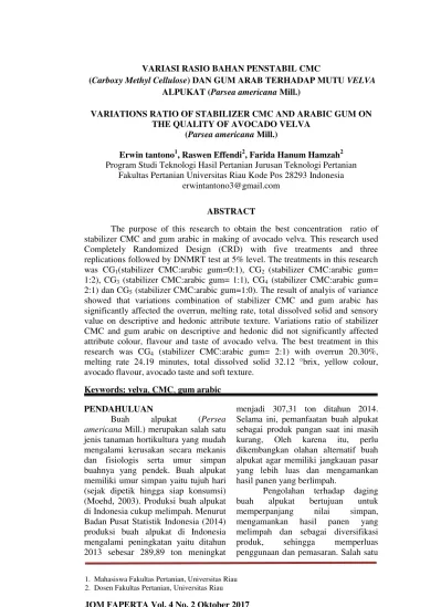 Variasi Rasio Bahan Penstabil Cmc (Carboxy Methyl Cellulose) Dan Gum ...