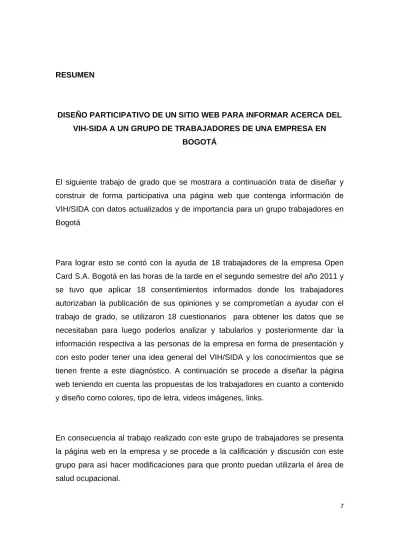 CONCLUSIONES - RESUMEN DISEÑO PARTICIPATIVO DE UN SITIO WEB PARA ...
