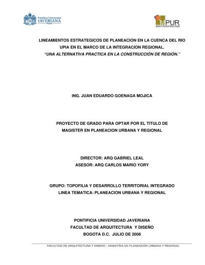 Lineamientos estratégicos de planeación en la cuenca del Rio Upia en el ...