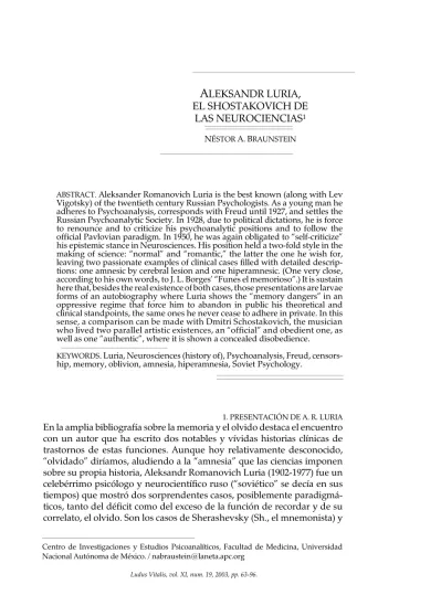 Aleksander Luria, el Shostakovich de las neurociencias