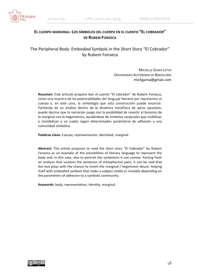 El cuerpo marginal: los símbolo del cuerpo en "El cobrador" de Rubem ...