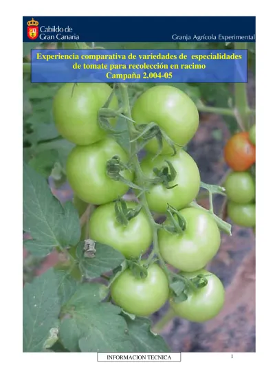 Experiencia comparativa de variedades de especialidades de tomate para ...