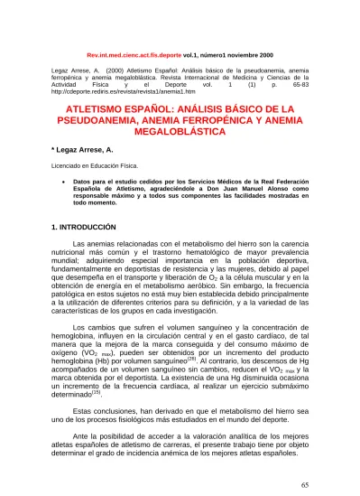 Atletismo español: análisis básico de la pseudoanemia, anemia ...