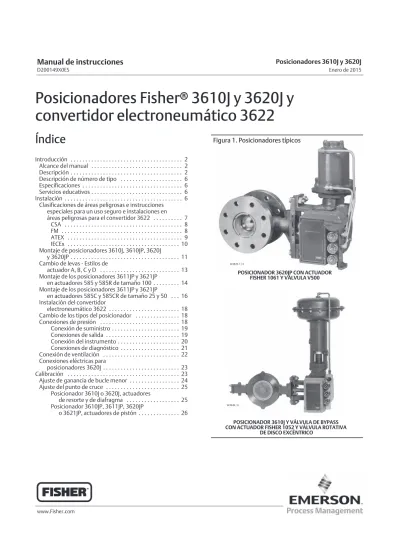 Posicionadores Fisher 3610J y 3620J y convertidor electroneumático 3622