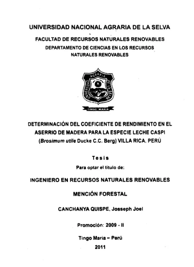 Determinación del coeficiente de rendimiento en el aserrío de madera ...