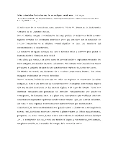 Mito y símbolos fundacionales de los antiguos mexicanos. Luis Barjau