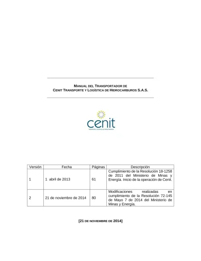 MANUAL DEL TRANSPORTADOR DE CENIT TRANSPORTE Y LOGÍSTICA DE ...