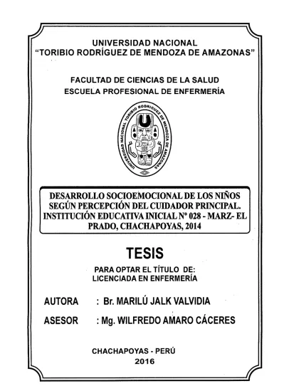 Desarrollo socioemocional de los niños según percepción del cuidador ...