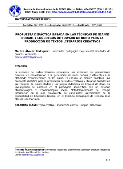 Propuesta didáctica basada en las técnicas de Gianni Rodari y los ...