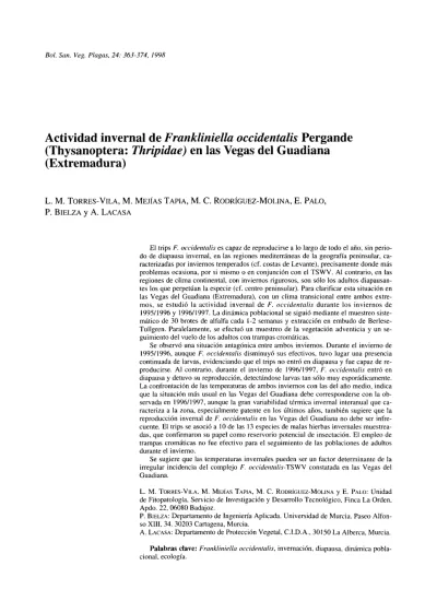 Actividad invernal de Frankliniella occidentalis Pergande(Thysanoptera ...
