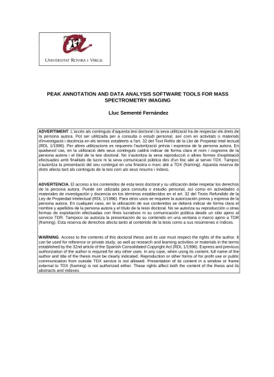 Peak annotation and data analysis software tools for mass spectrometry ...