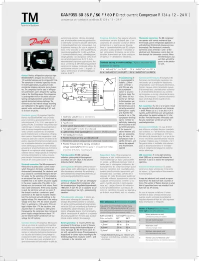 DANFOSS BD 35 F / 50 F / 80 F Direct current Compressor R 134 a V ...