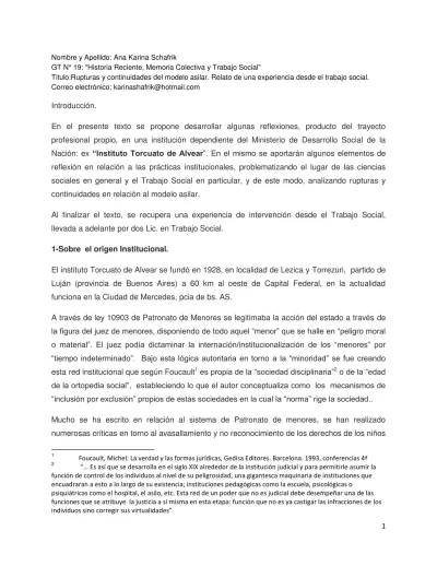 Rupturas y continuidades del modelo asilar . Relato de una experiencia ...
