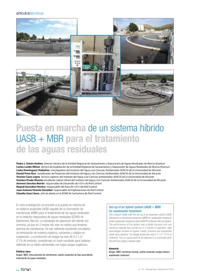 Puesta en marcha de un sistema híbrido UASB + MBR para el tratamiento ...