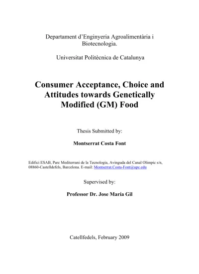Theoretical framework for consumers’ process of GM food acceptance