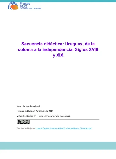 Secuencia didáctica: Uruguay, de la colonia a la independencia. Siglos ...