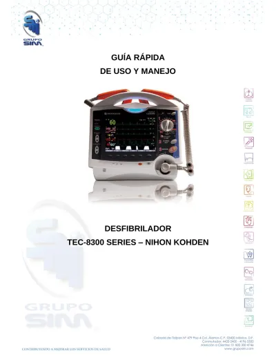 GUÍA RÁPIDA DE USO Y MANEJO DESFIBRILADOR TEC-8300 SERIES NIHON KOHDEN