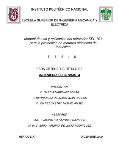 MANUAL DE USO Y APLICACION DEL RELEVADOR SEL-701 PARA LA PROTECCION EN ...