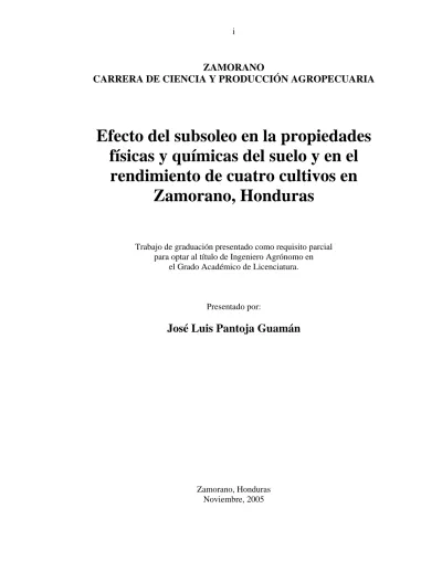 Efecto del subsoleo en la propiedades físicas y químicas del suelo y en ...