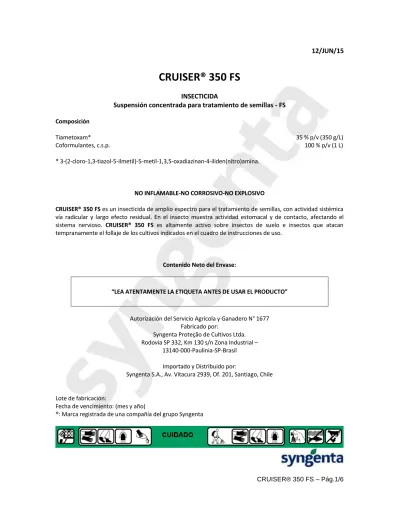 CRUISER 350 FS. INSECTICIDA Suspensión concentrada para tratamiento de ...