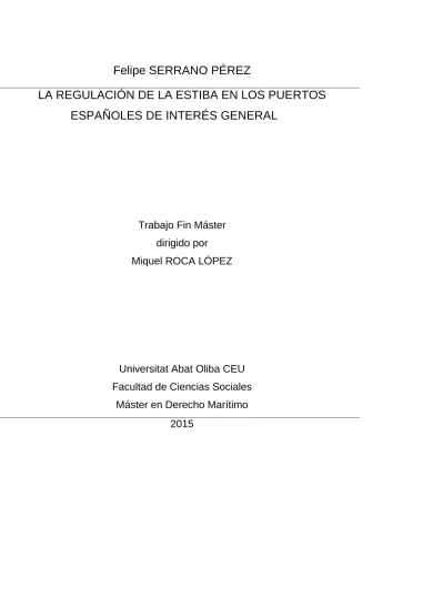 CONCLUSIONES - Felipe SERRANO PÉREZ LA REGULACIÓN DE LA ESTIBA EN LOS ...