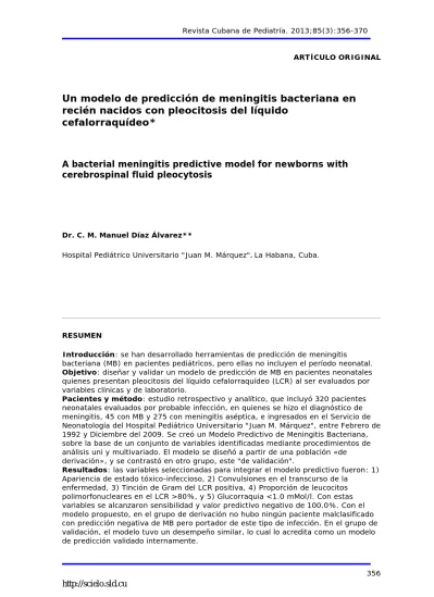 Un modelo de predicción de meningitis bacteriana en recién nacidos con ...