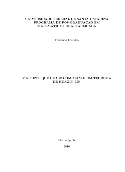 Matrizes que quase comutam e um teorema de Huaxin Lin