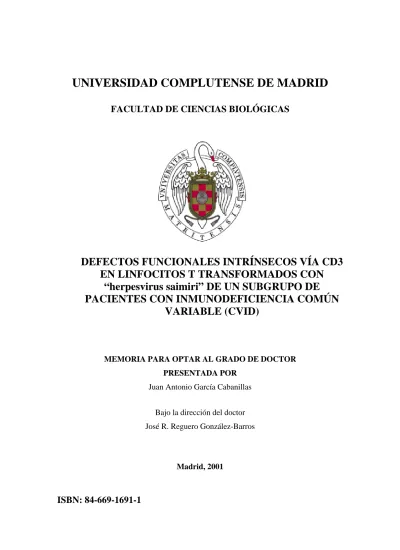 Defectos funcionales intrínsecos via CD3 en linfocitos T transformados ...