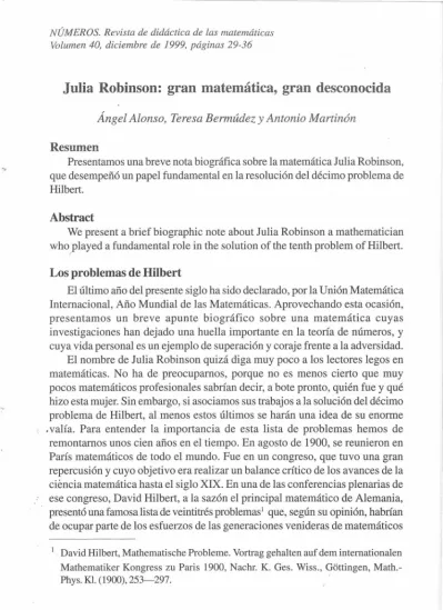 Julia Robinson: Gran matemática, gran desconocida :: Números: revista ...