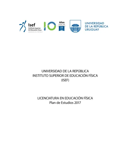 UNIVERSIDAD DE LA REPÚBLICA INSTITUTO SUPERIOR DE EDUCACIÓN FÍSICA (ISEF)