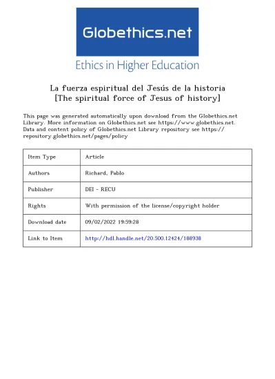 La fuerza espiritual del Jesús de la historia [The spiritual force of ...