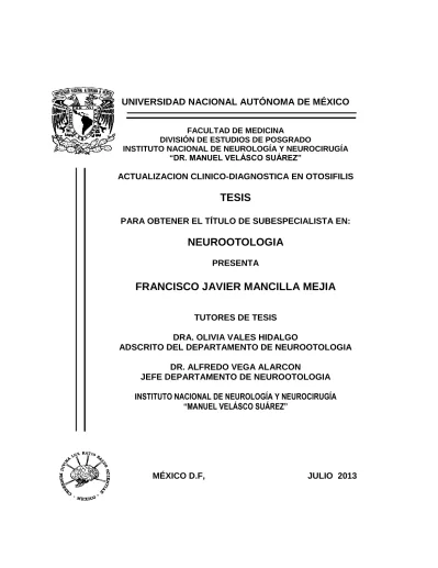 Actualización clínico-diagnostica de otosifilis