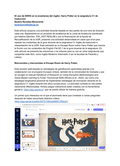 El uso de Escape Rooms en la enseñanza del Inglés: Harry Potter en la ...
