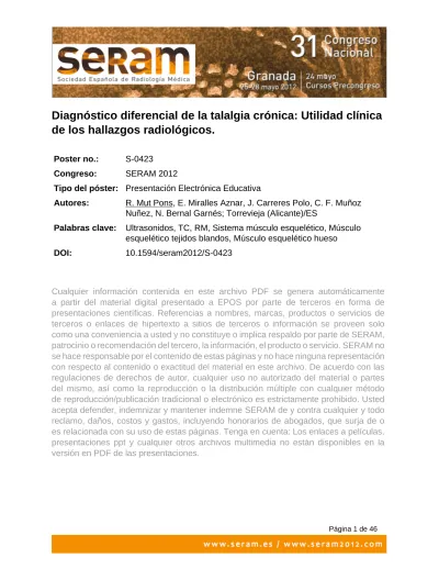 Diagnóstico diferencial de la talalgia crónica: Utilidad clínica de los ...