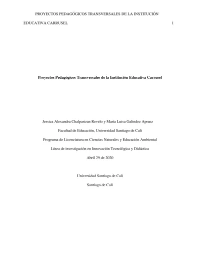 PROYECTOS PEDAGÓGICOS TRANSVERSALES DE LA INSTITUCIÓN EDUCATIVA ...