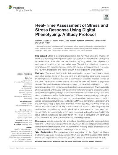 Real-time assessment of stress and stress response using digital ...