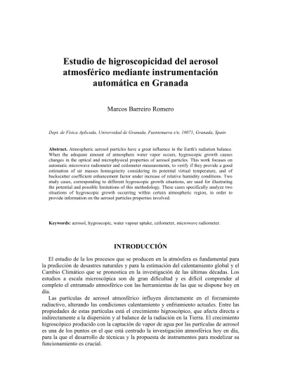 Estudio de higroscopicidad del aerosol atmosférico mediante ...