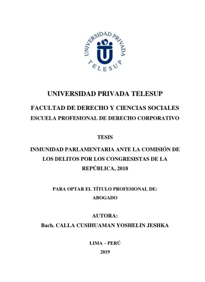 FACULTAD DE DERECHO Y CIENCIAS SOCIALES UNIVERSIDAD PRIVADA TELESUP