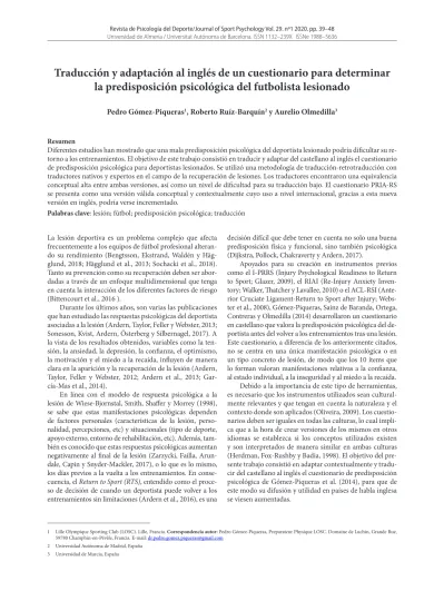 View of Translation and Adaptation to English of a Questionnaire to ...