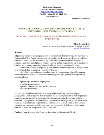 Vista de PROPUESTA PARA LA PRODUCCIÓN DE PROYECTOS DE INVESTIGACIÓN EN ...