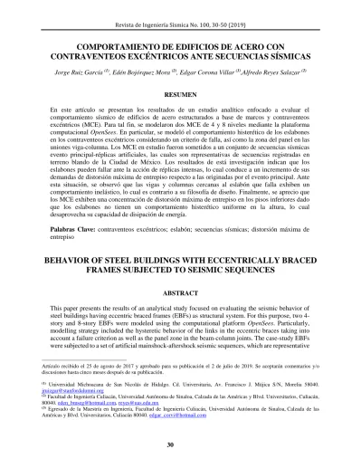Vista de COMPORTAMIENTO DE EDIFICIOS DE ACERO CON CONTRAVENTEOS ...