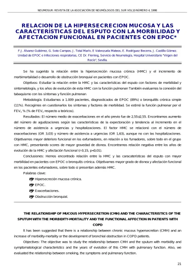 RELACION DE LA HIPERSECRECION MUCOSA Y LAS CARACTERÍSTICAS DEL ESPUTO ...