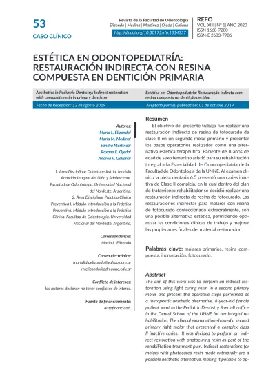 Estética en odontopediatría: restauración indirecta con resina ...