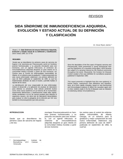 SIDA SÍNDROME DE INMUNODEFICIENCIA ADQUIRIDA, EVOLUCIÓN Y ESTADO ACTUAL ...